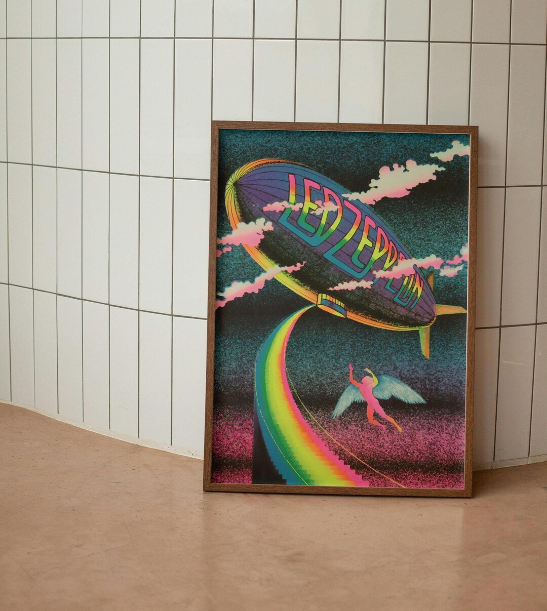 Led Zeppelin Vintage Concert Poster, Trippy Psychedelic Art Print Neon ...