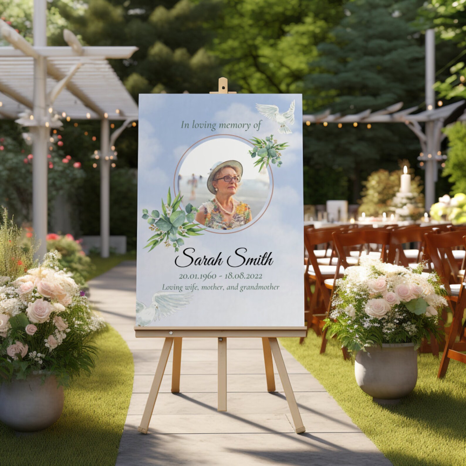Memorial Service Sign, Digital Template Funeral Poster, Funeral Welcome ...