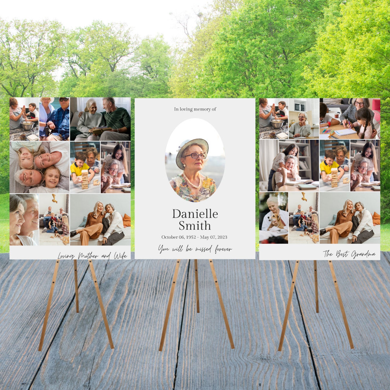 Set of 3 Funeral Collage Posters Digital Template Instant - Etsy