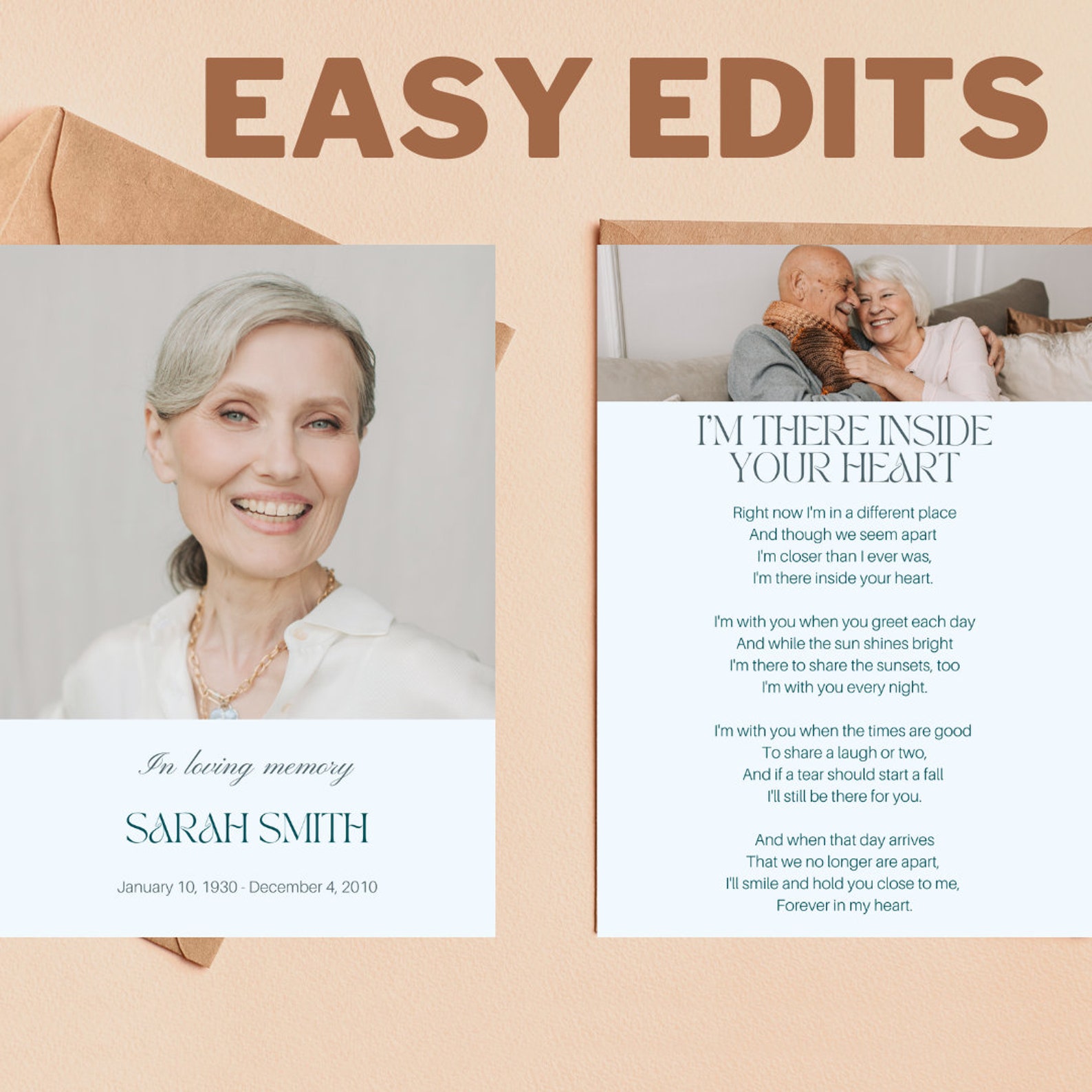 Funeral Prayer Card Template Digital Funeral Program - Etsy