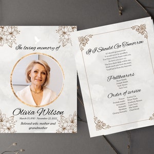 Funeral Program, Memorial Digital Template, Instant Download ...