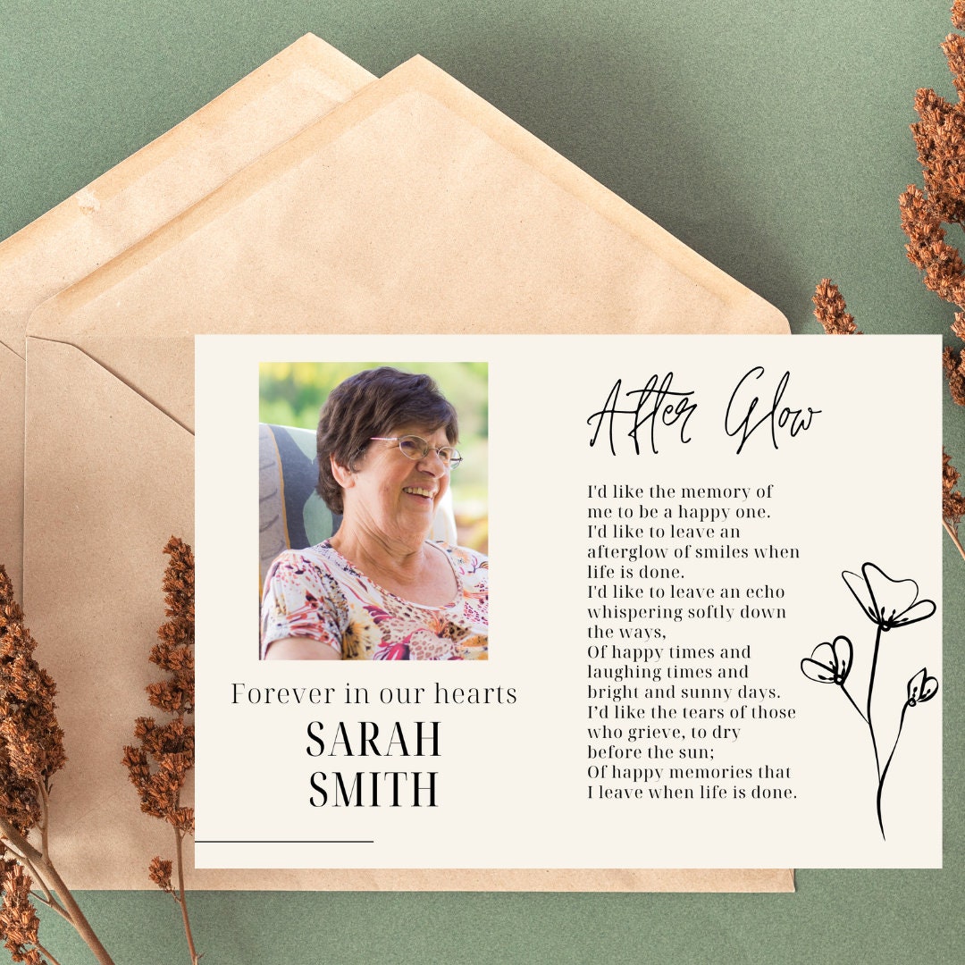 Funeral Poem Card Digital Template, Editable Funeral Program, Prayer ...
