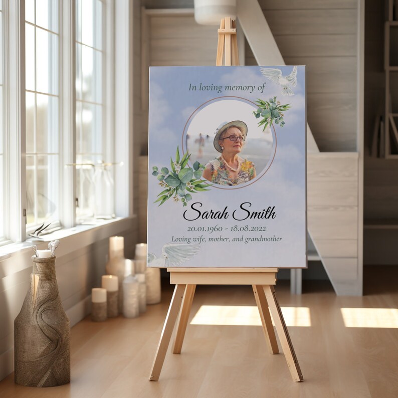 Memorial Service Sign, Digital Template Funeral Poster, Funeral Welcome ...