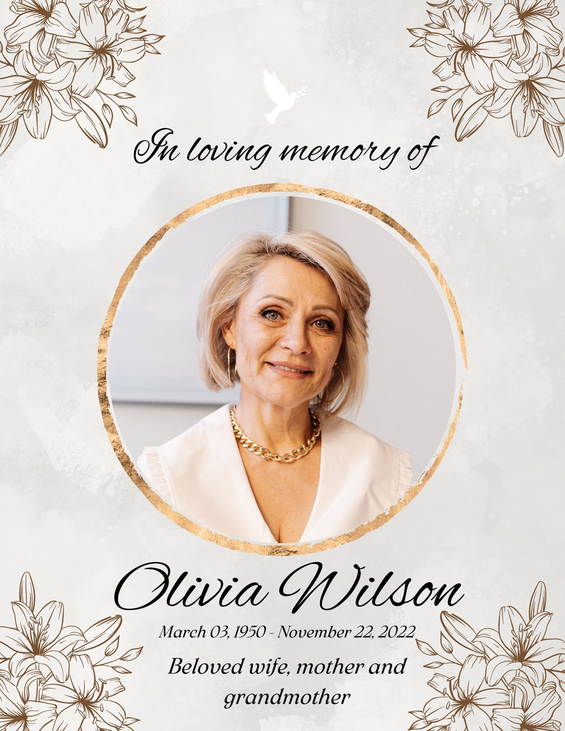 Funeral Program, Memorial Digital Template, Instant Download ...