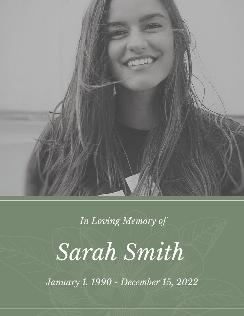 Funeral Prayer Card Template Funeral Program Editable - Etsy