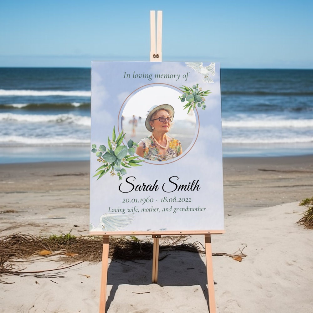 Memorial Service Sign, Digital Template Funeral Poster, Funeral Welcome ...