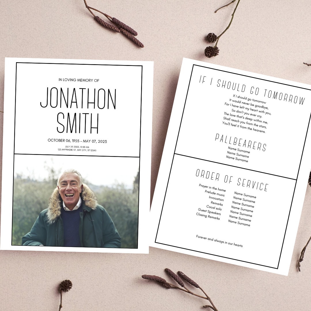 Digital Funeral Program Template, Celebration of Life Digital Download ...