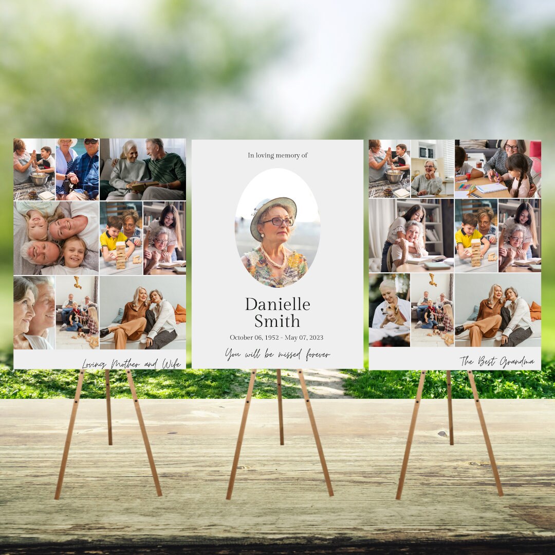 Set of 3 Funeral Collage Posters Digital Template Instant - Etsy