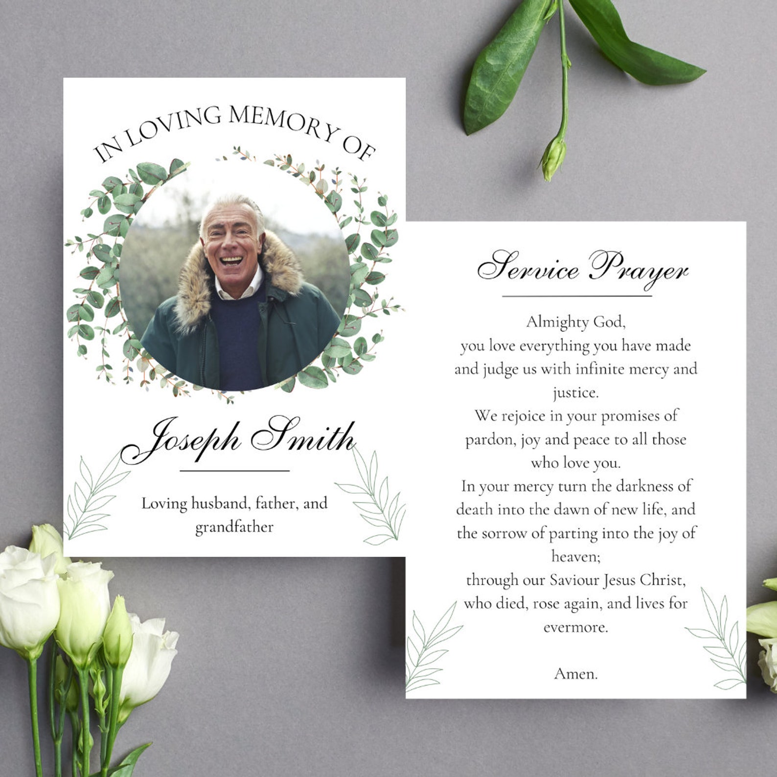 Funeral Service Prayer Program, Catholic Christian Prayer Card, Digital ...