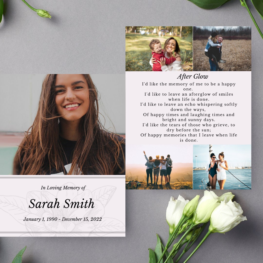 Funeral Program Digital Template Funeral Prayer Card - Etsy