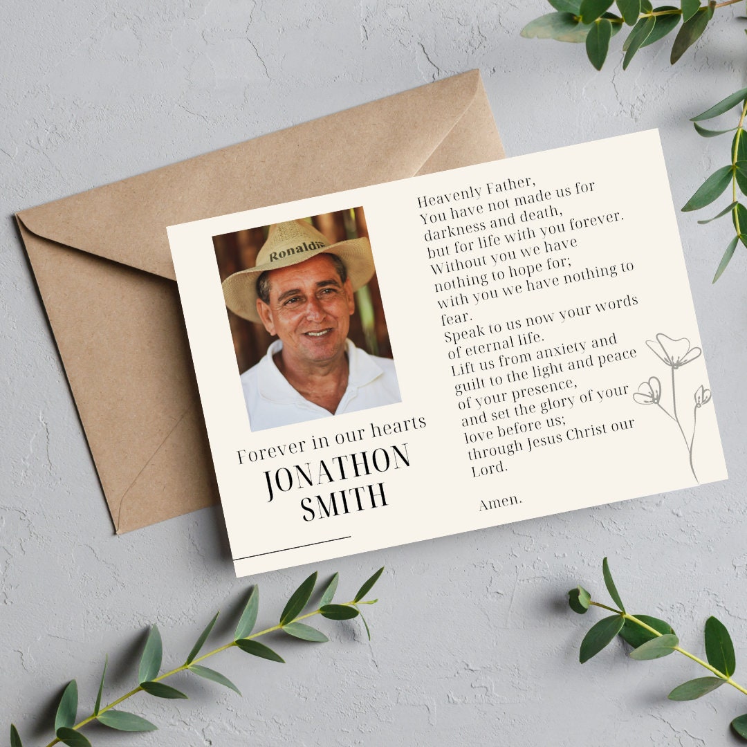 Memorial Service Prayer Card Catholic Christian Funeral - Etsy