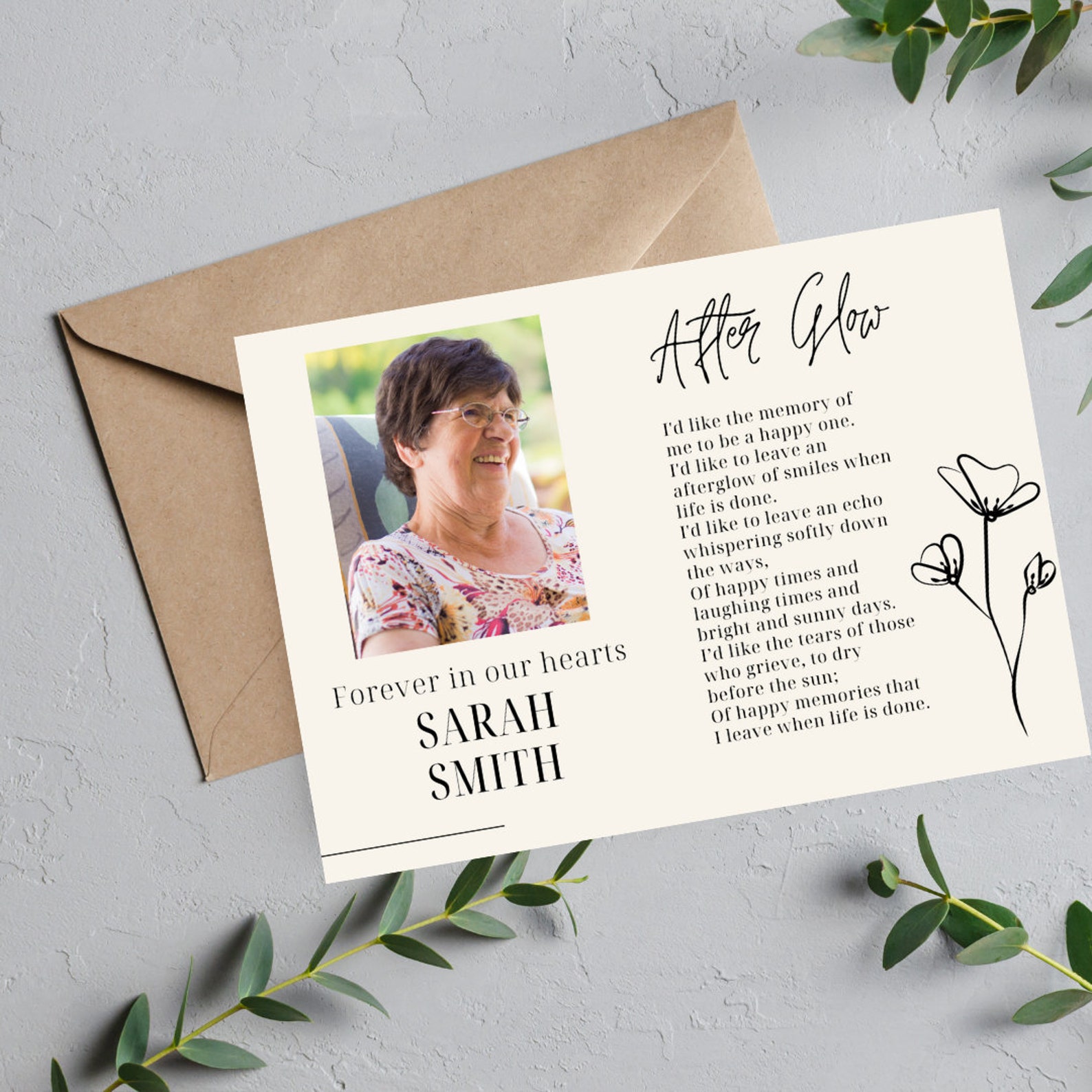 Funeral Poem Card Digital Template, Editable Funeral Program, Prayer ...