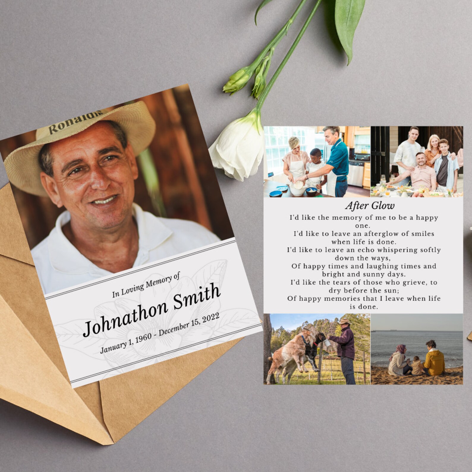 Funeral Program Template, Funeral Prayer Card, Editable Memorial Prayer ...