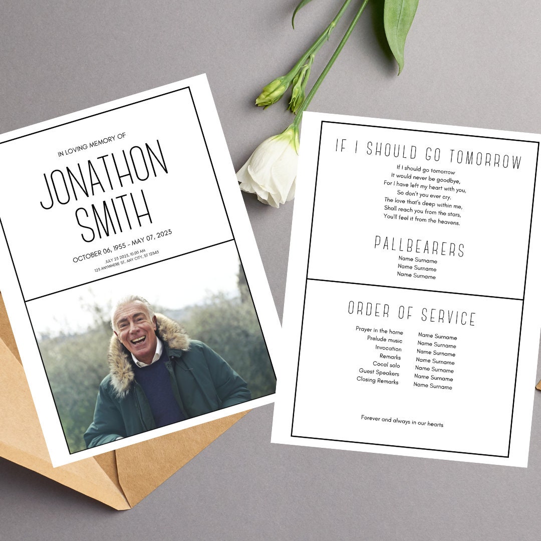 Digital Funeral Program Template, Celebration of Life Digital Download ...