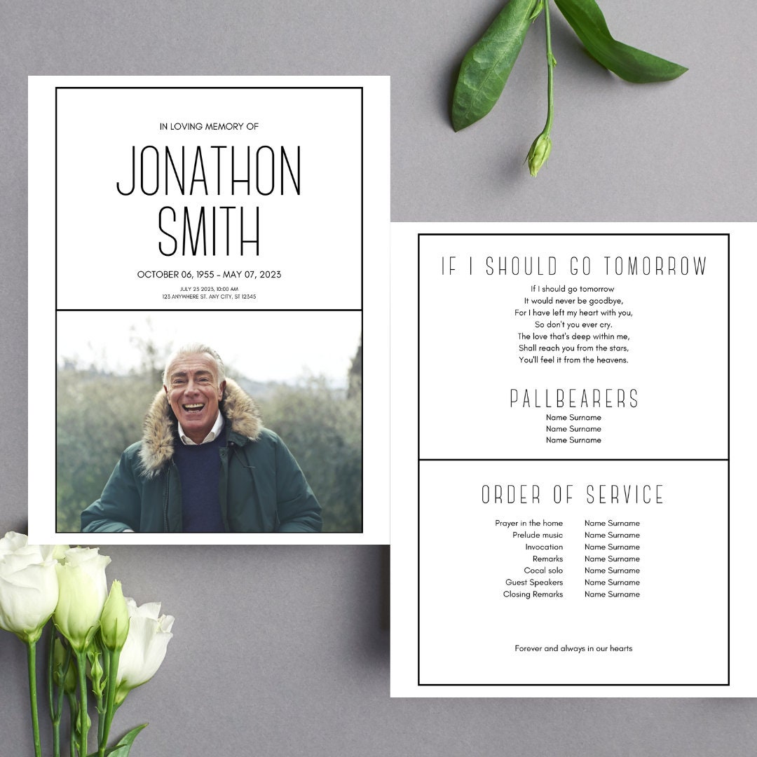 Digital Funeral Program Template Celebration of Life Digital - Etsy