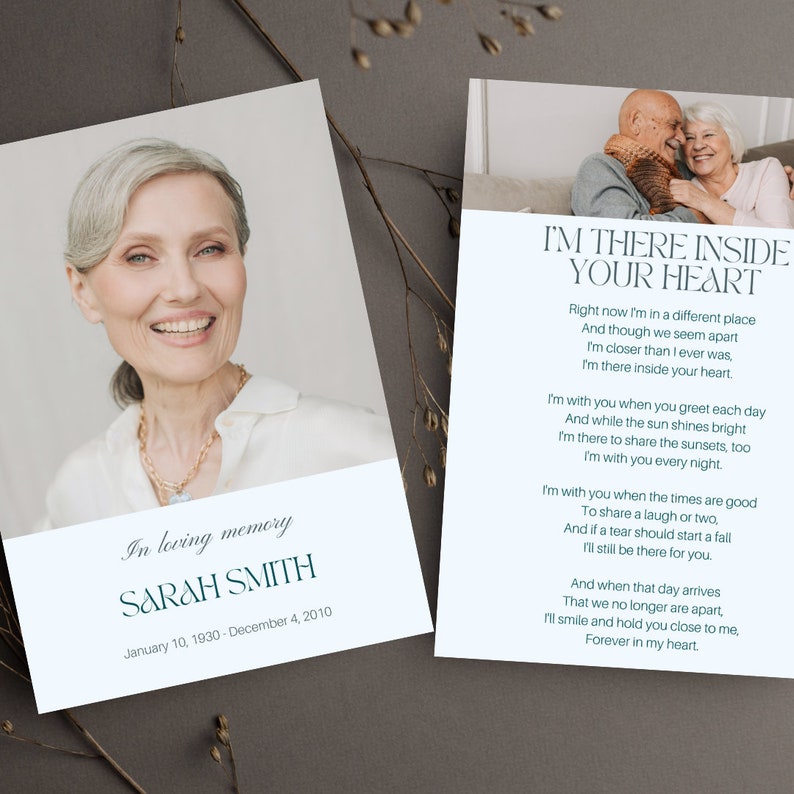 Funeral Prayer Card Template Digital Funeral Program - Etsy