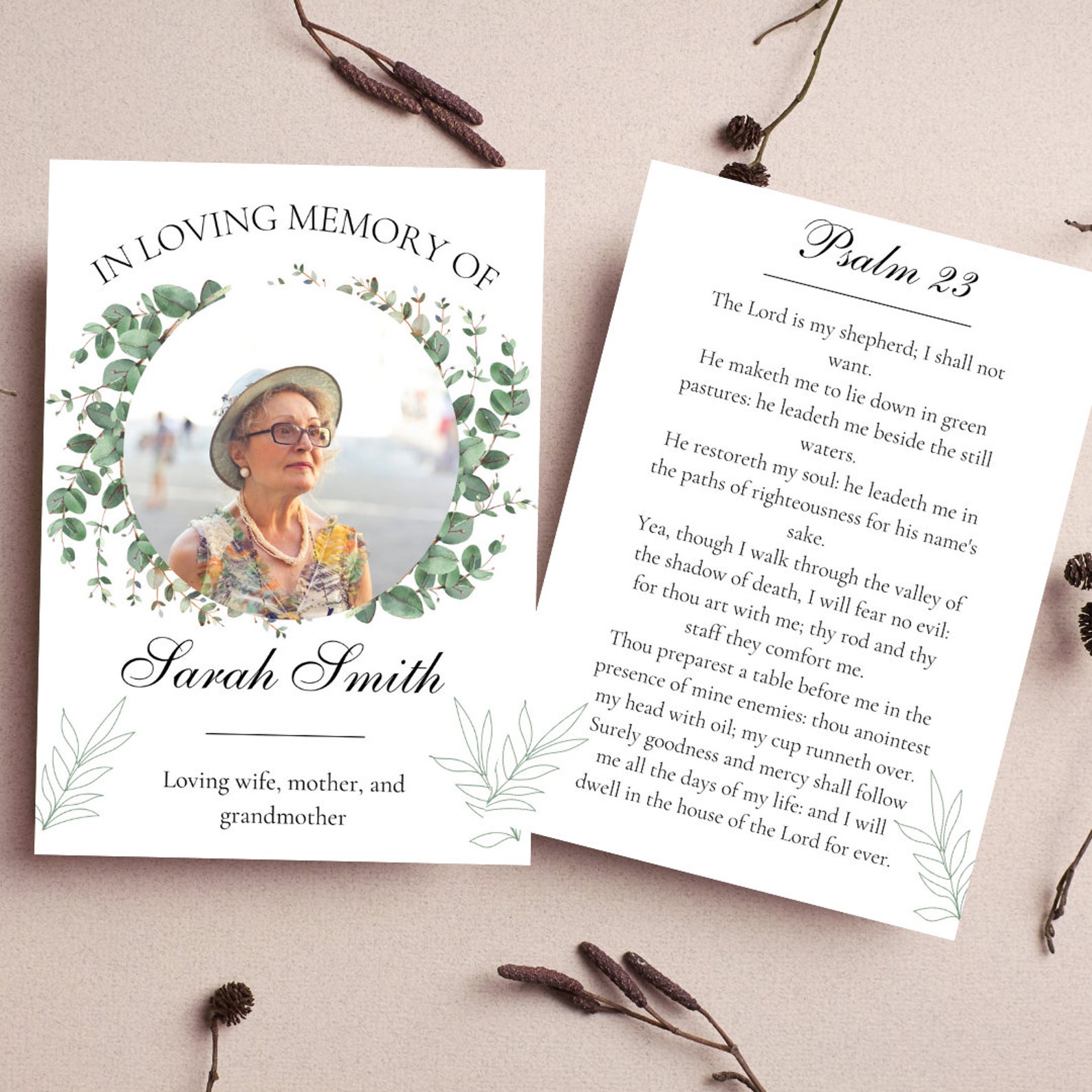 Funeral Prayer Card Digital Template, Funeral Program, Editable Poem ...