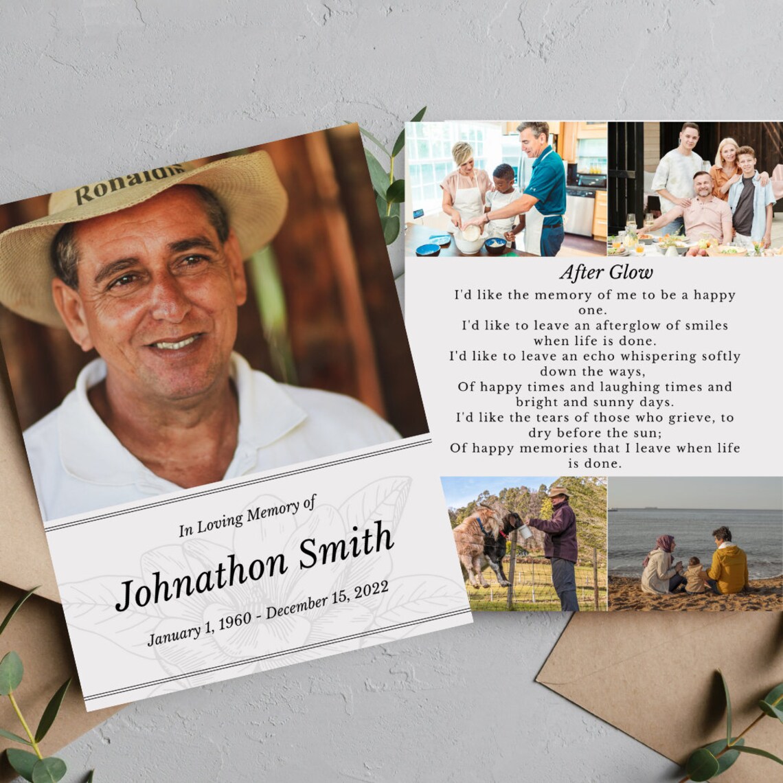 Funeral Program Template Funeral Prayer Card Editable - Etsy