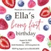 Berry First Birthday Party Invitation, Strawberry Raspberry Blueberry ...