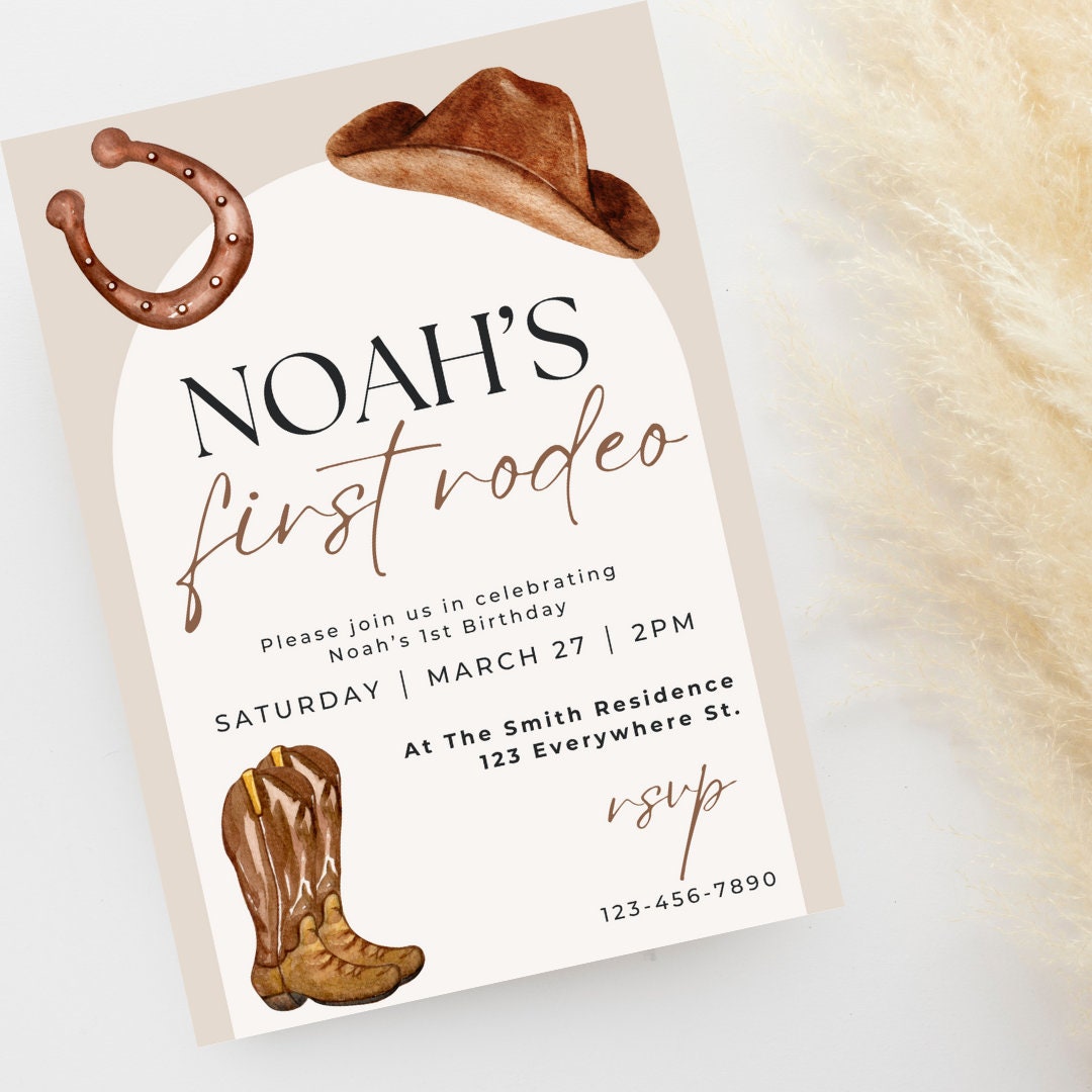 First Rodeo Birthday Party Invitation, Cowboy Theme Invite, Southern ...