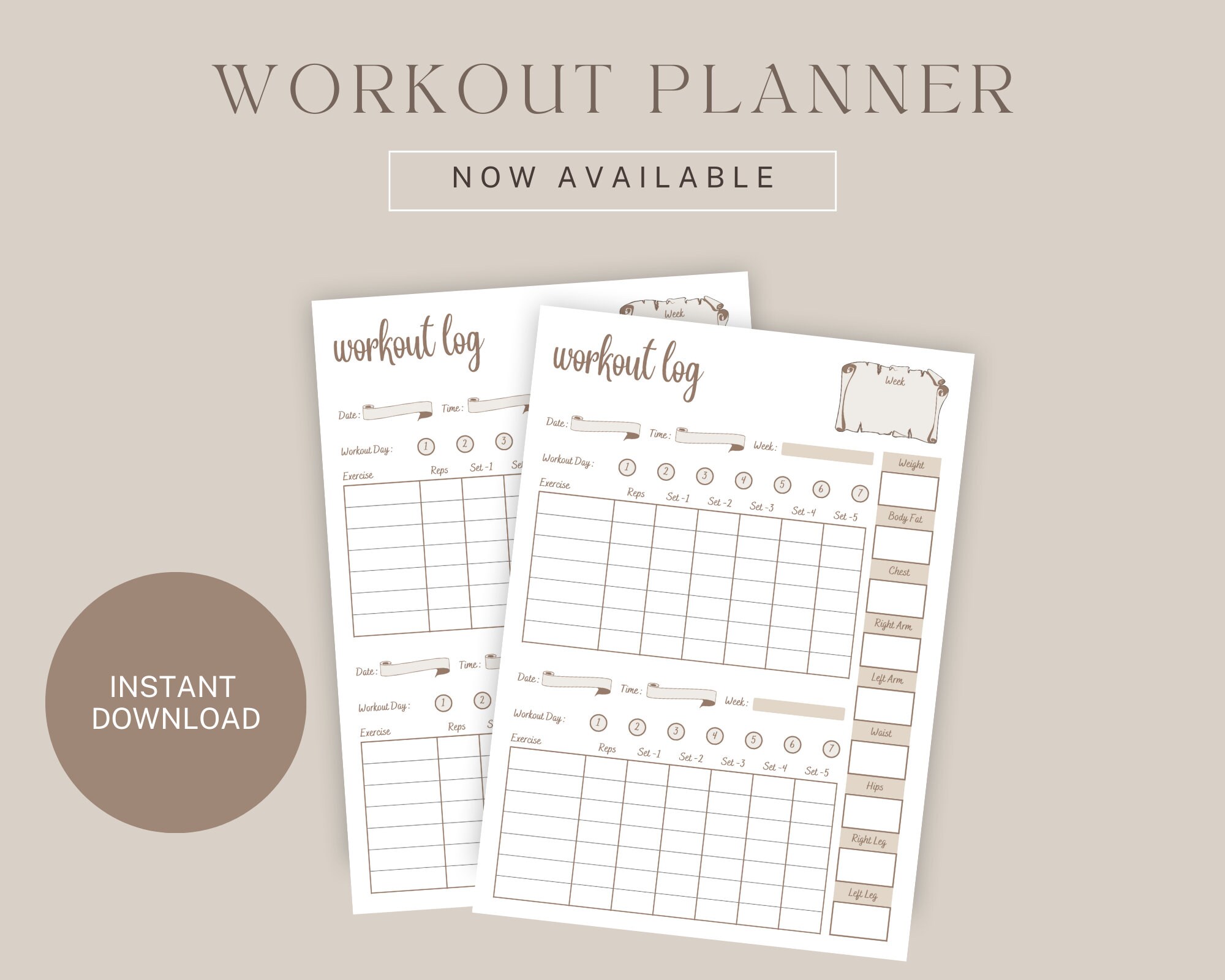 Workout Log Workout Planner Exercise Yoga Workout Journal Digital Planner Printable Planner ...