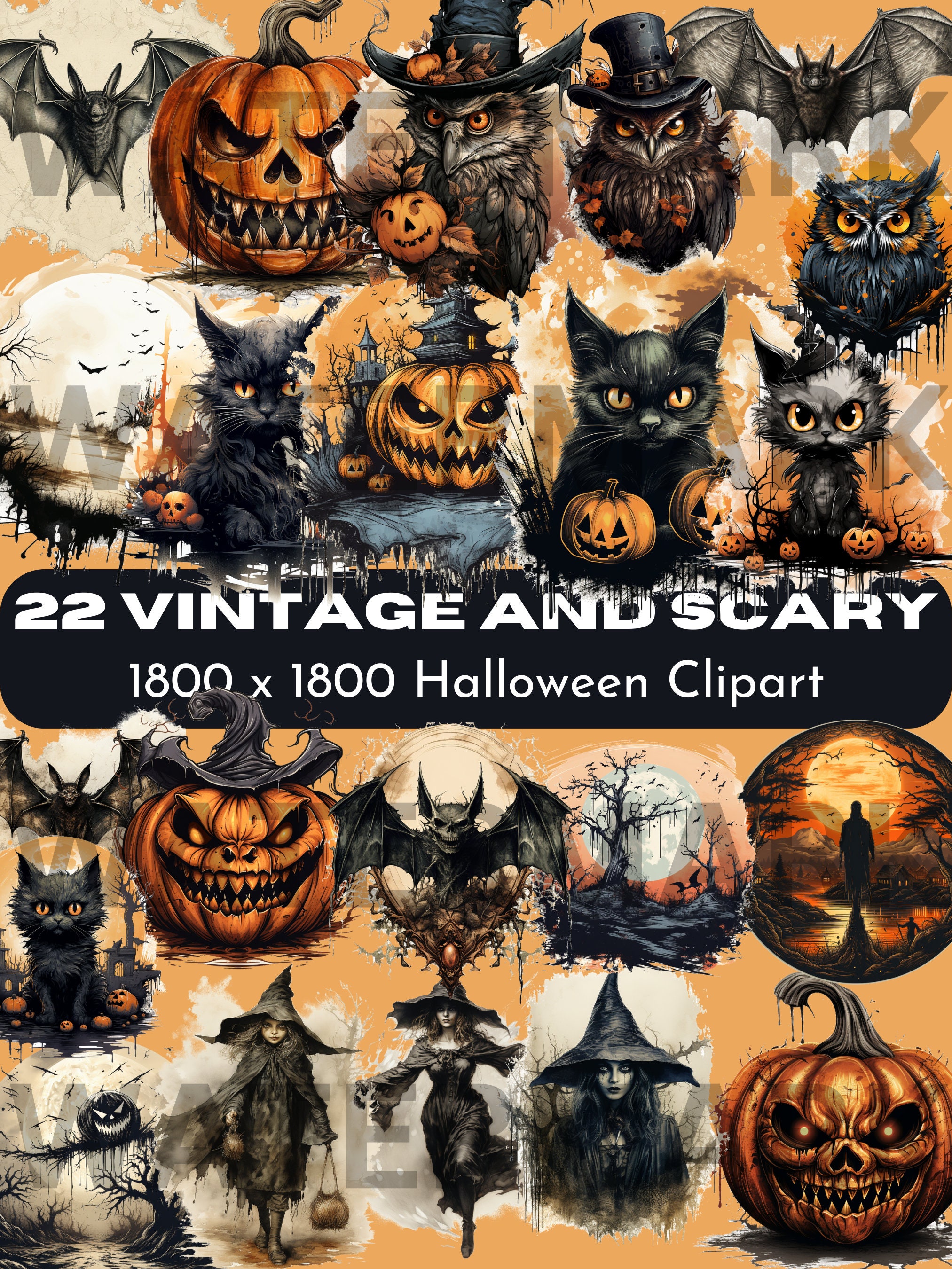 Scary Halloween Clip Art Black