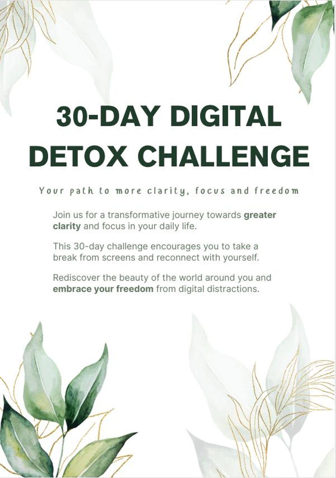30 Days Digital Detox Challenge - Etsy