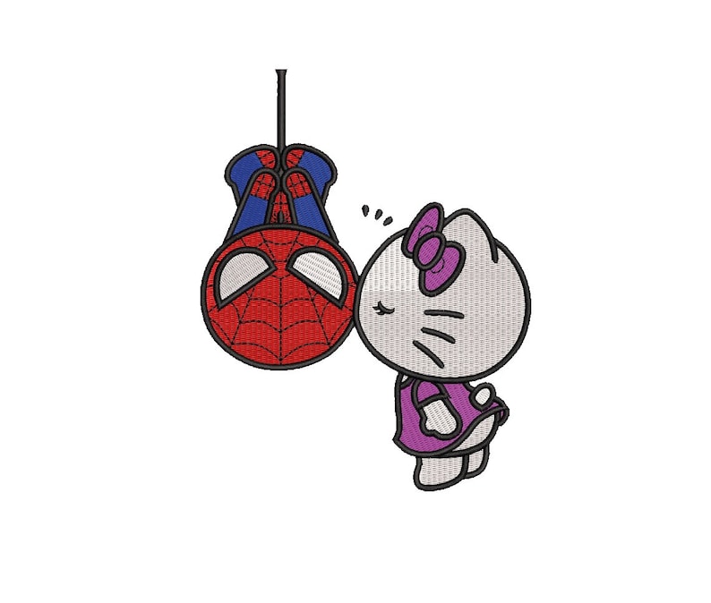 Hello Kitty trifft Spider-Man Kissing Inspiriert bestickter - Etsy.de