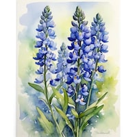 Texas Bluebonnets Watercolor PNG Texas Bluebonnets Flowers Instant ...