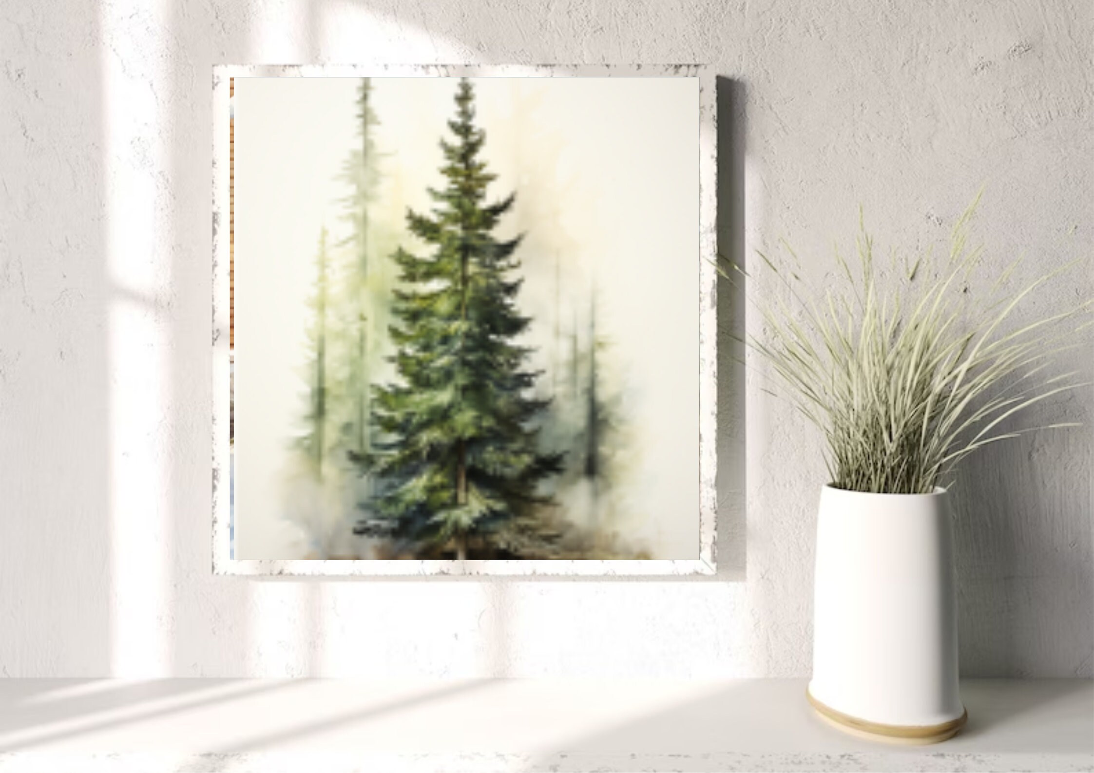 Pine Tree Watercolor Art Print: Botanical Farmhouse Wall Decor - Etsy