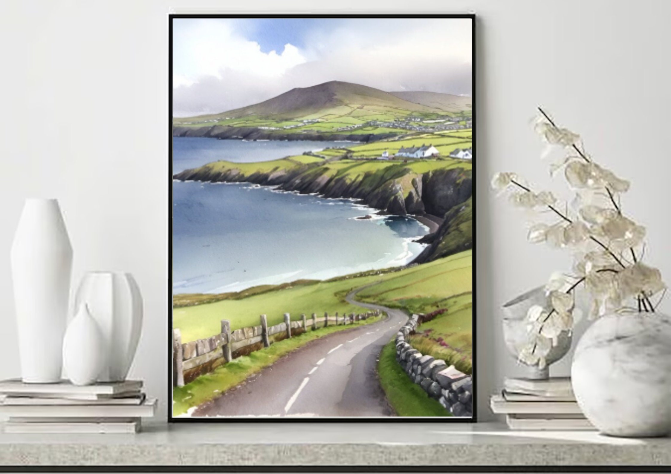 Dingle Peninsula Watercolor Art Print: Irish Landscape Painting - Etsy
