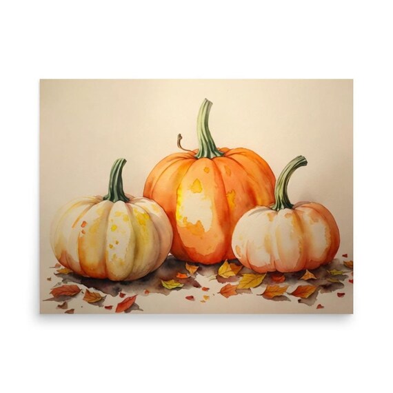 Fall Pumpkin Watercolor Paintings