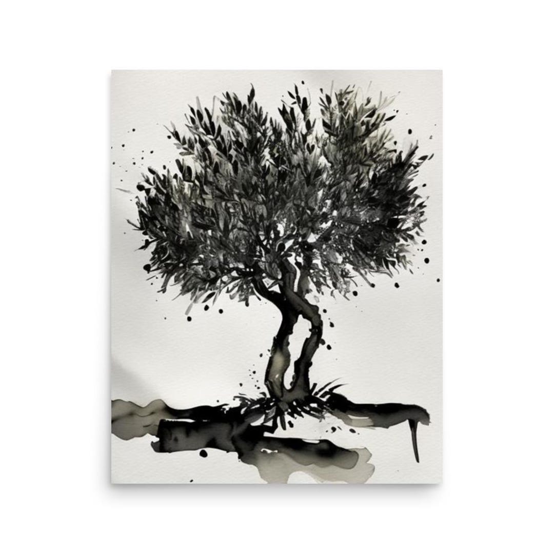 Olive Tree Painting Tree Watercolor and Ink Art Print Olive Tree Wall ...
