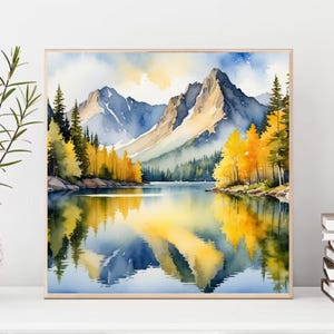 Switzerland Mountain Lake Watercolor Art Print: Moiry Glacier Travel ...