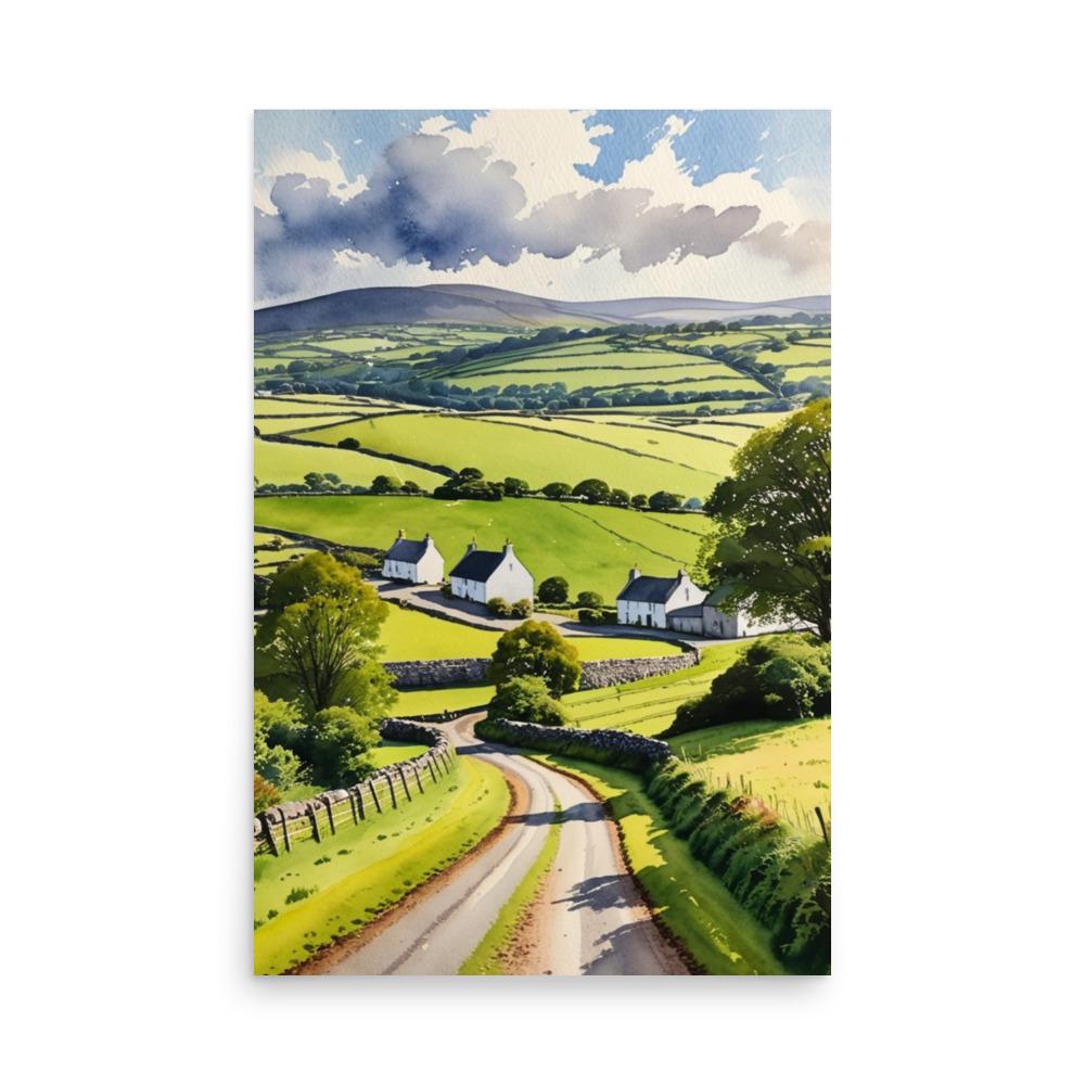 Irish Countryside Watercolor Art Print: Ireland Landscape - Etsy