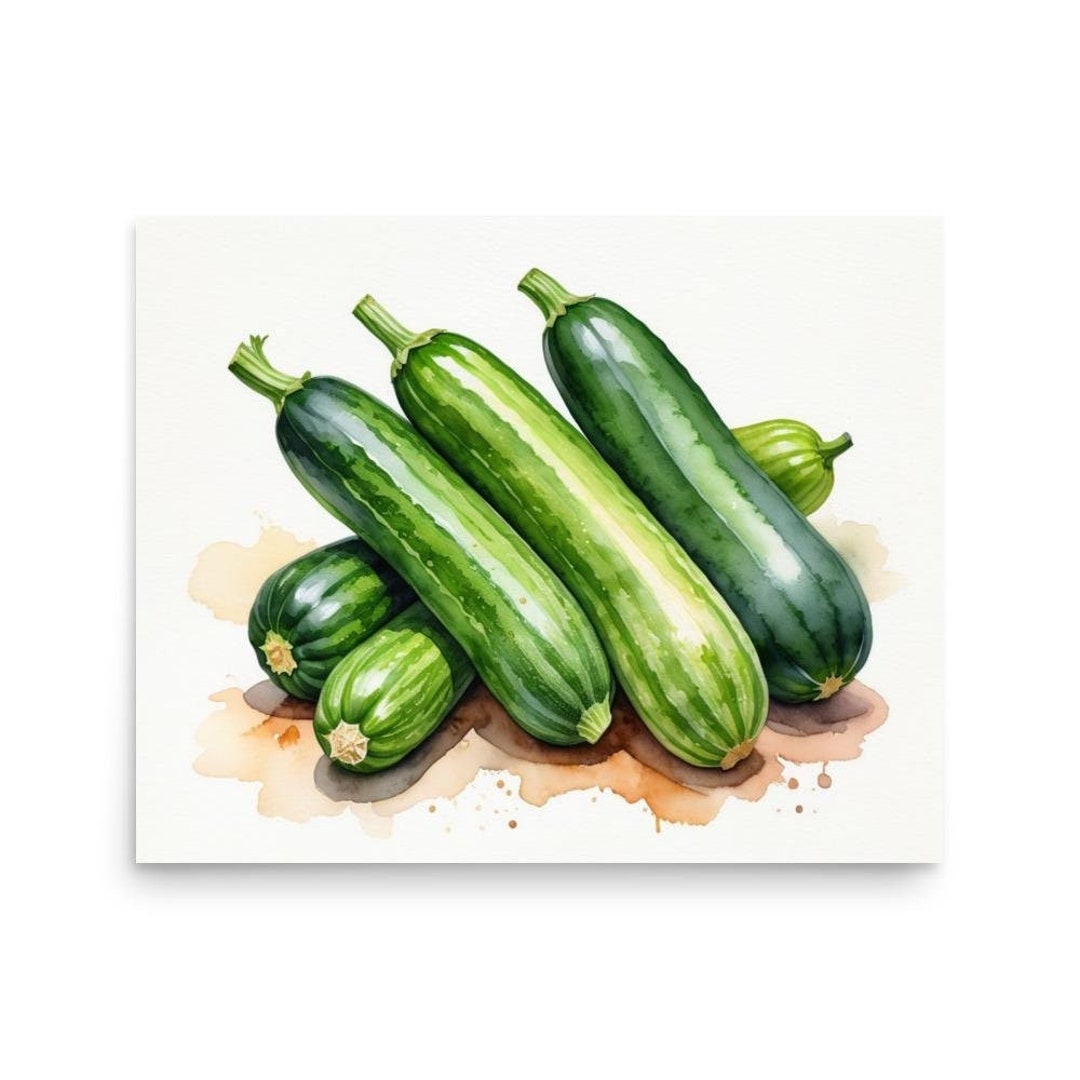 Zucchini Still Life: Watercolor Vegetable Art Print - Etsy