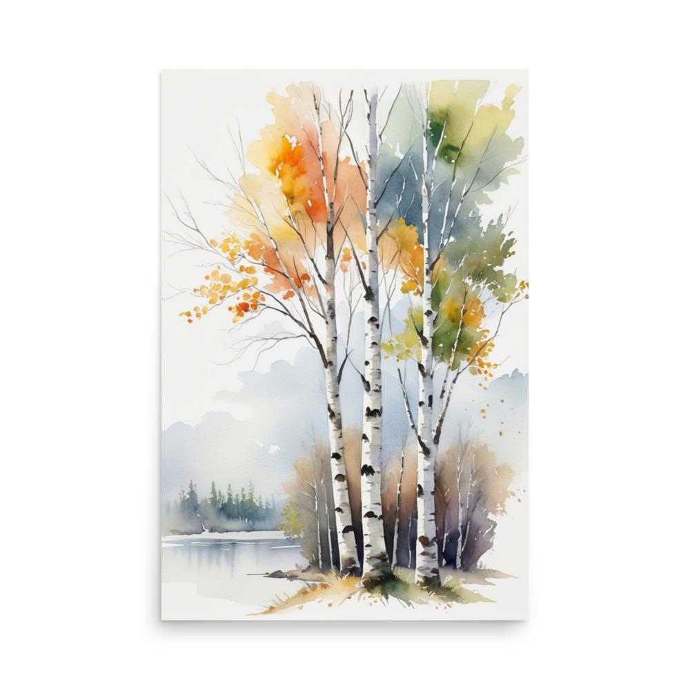 Aspen Forest Watercolor Art Print: Colorado Autumn Birch Trees - Etsy
