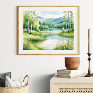 Colorado Aspen Lake Watercolor Art Print: Mountain Landscape Poster - Etsy