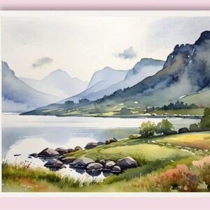 Loch Ness Lake Watercolor Art Print: Scottish Landscape Poster - Etsy