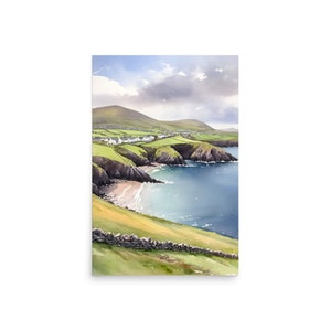 Dingle Peninsula Watercolor Print: Irish Coast Landscape Wall Art - Etsy