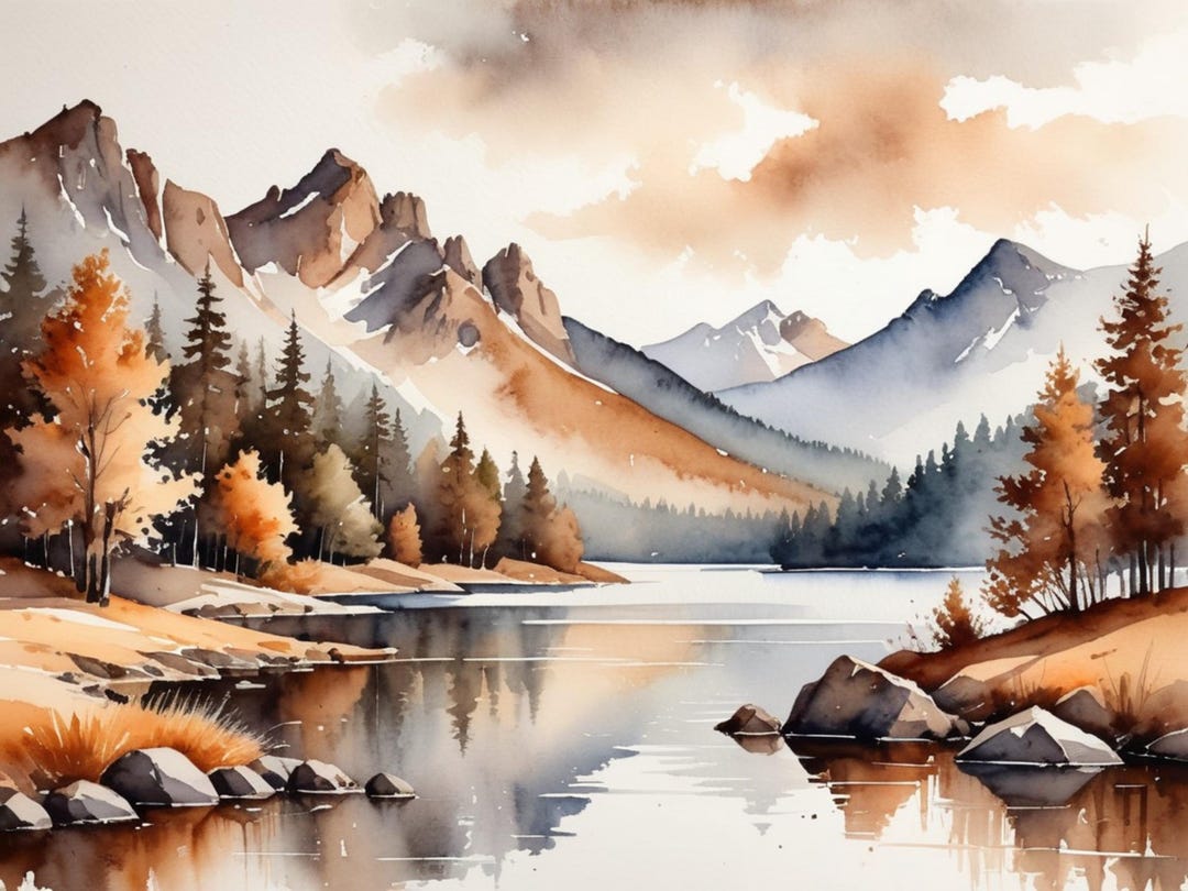 Lake Haiyaha Painting Estes Park Colorado Landscape Watercolor Art ...