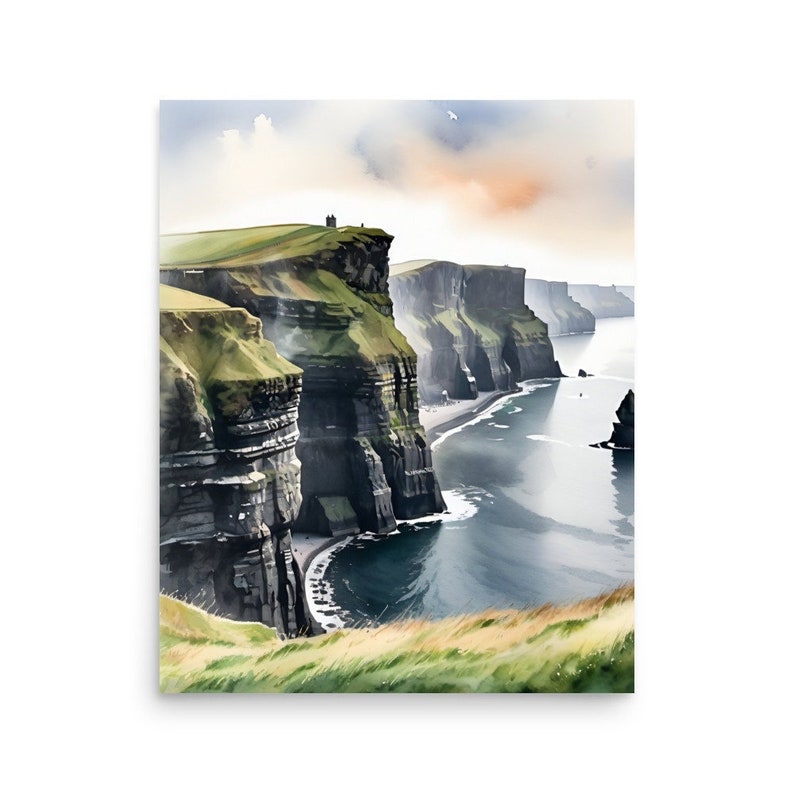 Cliffs of Moher Watercolor Art Print: Ireland Coastal Landscape - Etsy