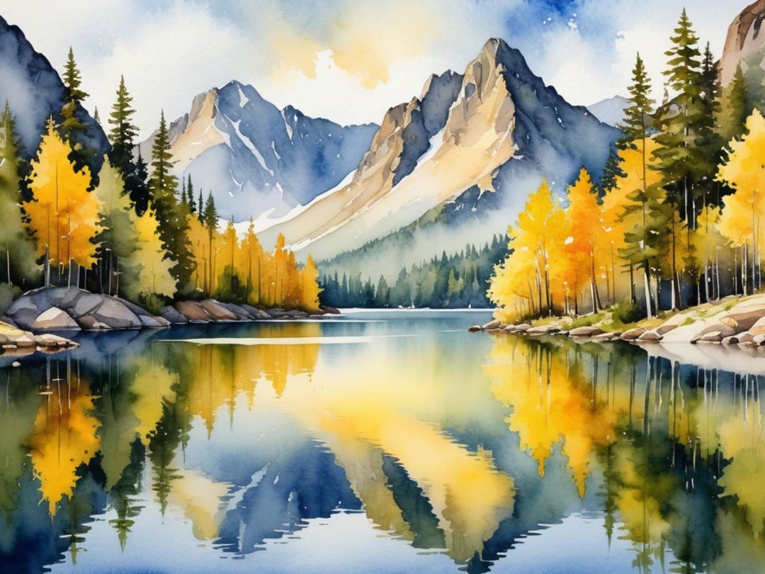 Switzerland Mountain Lake Watercolor Art Print: Moiry Glacier Travel ...