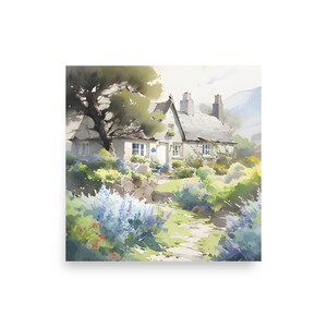 Scottish Cottage Watercolor Art Print: Country Landscape Painting - Etsy