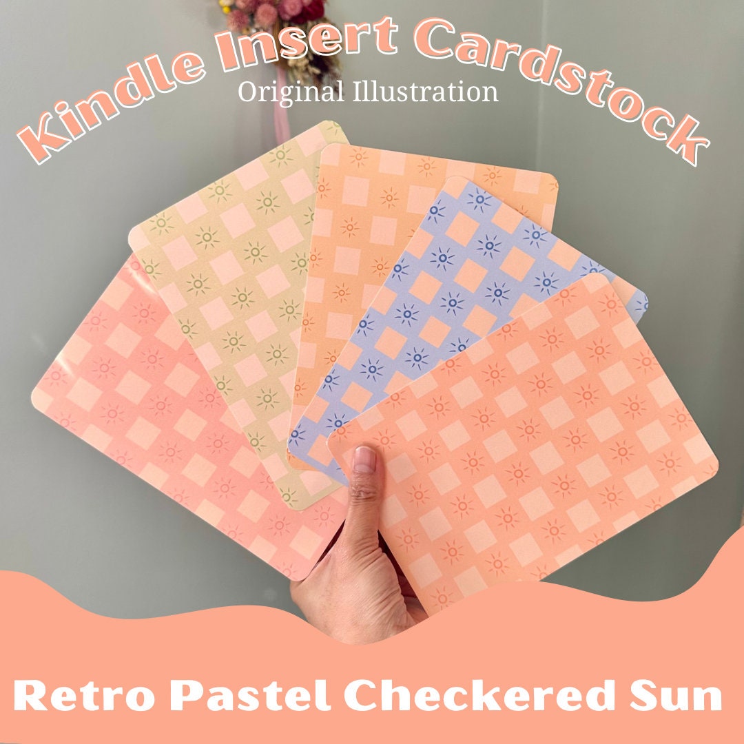 Original Illustration Cardstock Kindle Insert Retro Checkered Pastel ...