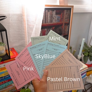 6 Book Review Cards |4.5”x6.5” | Pink, Sky Blue, Mint, and Pastel Brown ...