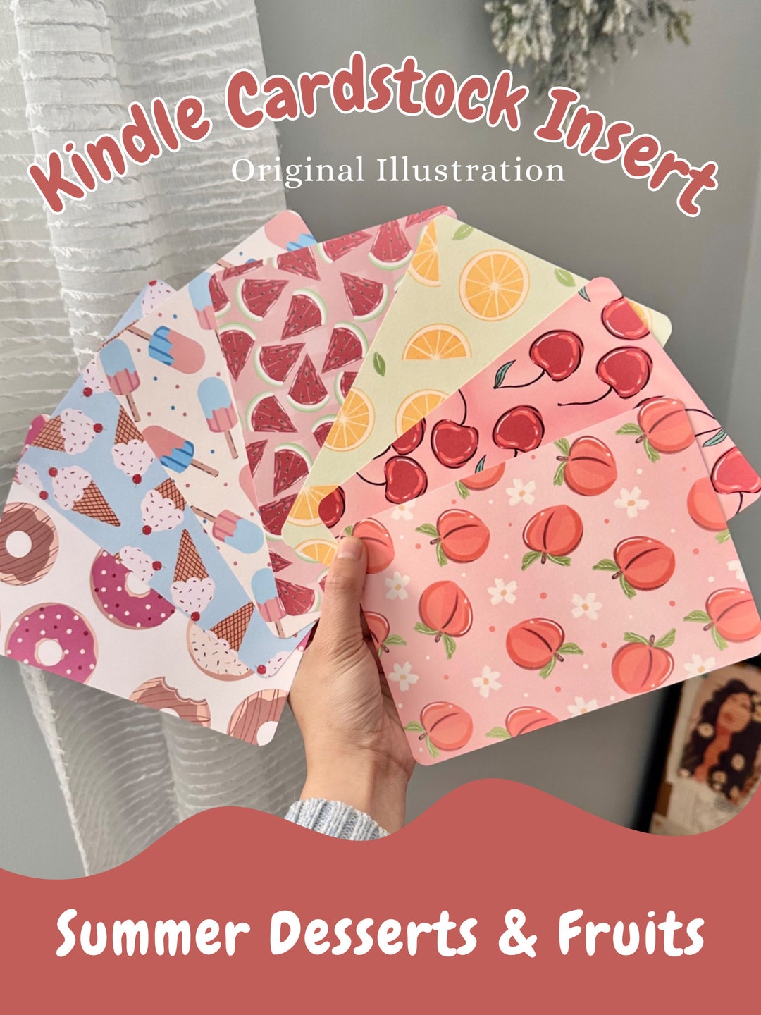 Original Illustration Cardstock Kindle Insert | Summer Fruits and ...