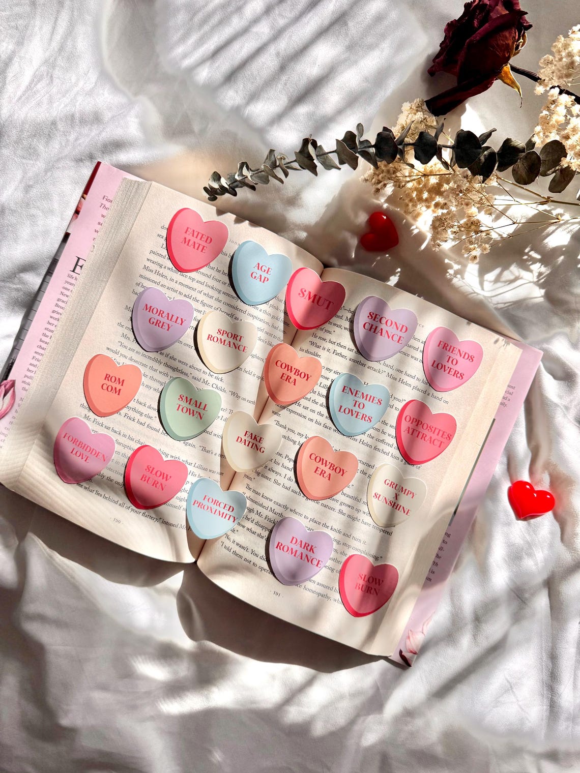 Candy Heart Romance Trope Stickers | Bookish Valentine's Day Gifts - Etsy