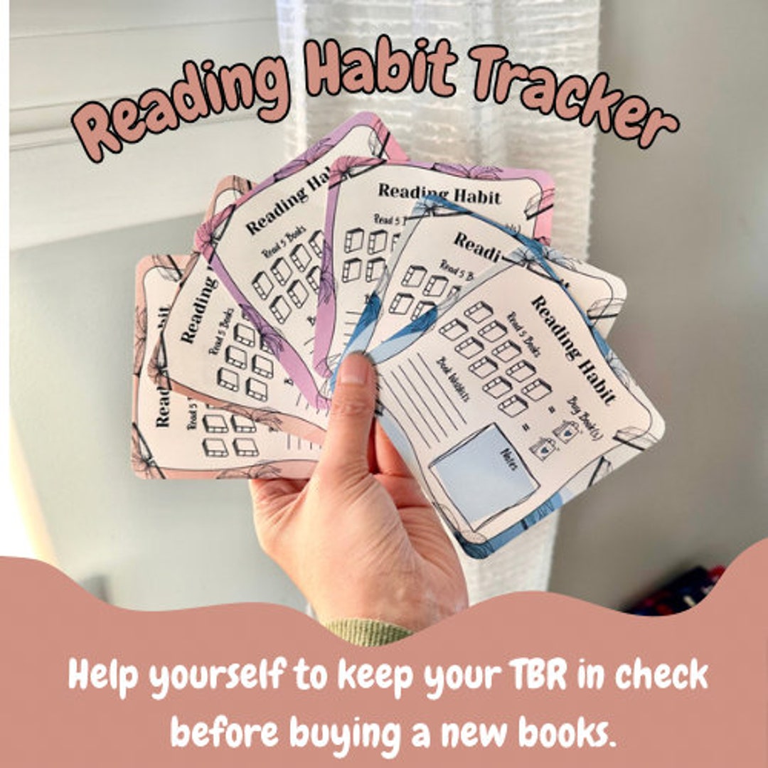 4 Reading Habit Tracker Cards |4”x4” | Pink, Sky Blue, and Pastel Peach ...