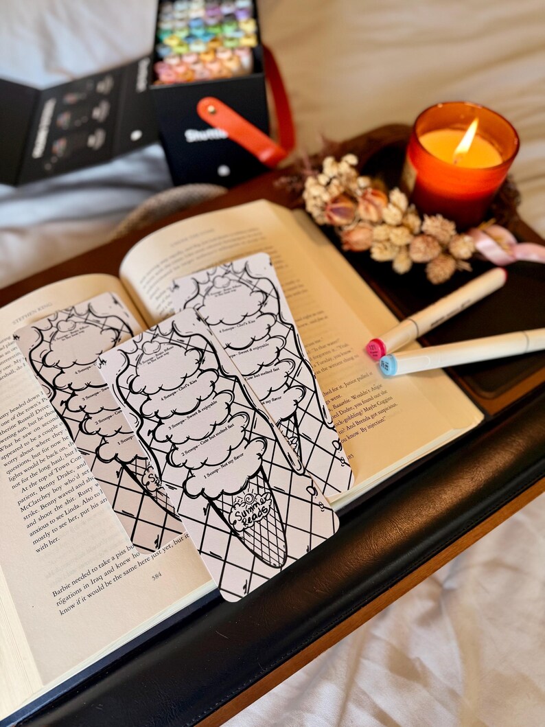 Coloring Bookmark Summer Reading Tracker | Ice Cream Rating Bookmark ...